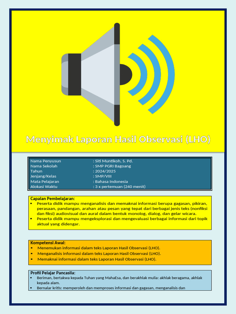 1 Bab 1 Modul Ajar Marbi Klas 8 Laporan Hasil Observasi | PDF