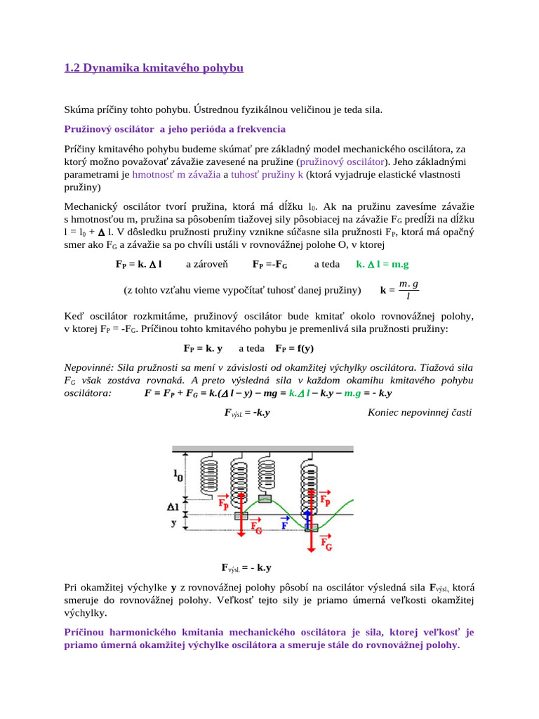 1.2 Dynamika Kmitavã©ho Pohybu | PDF