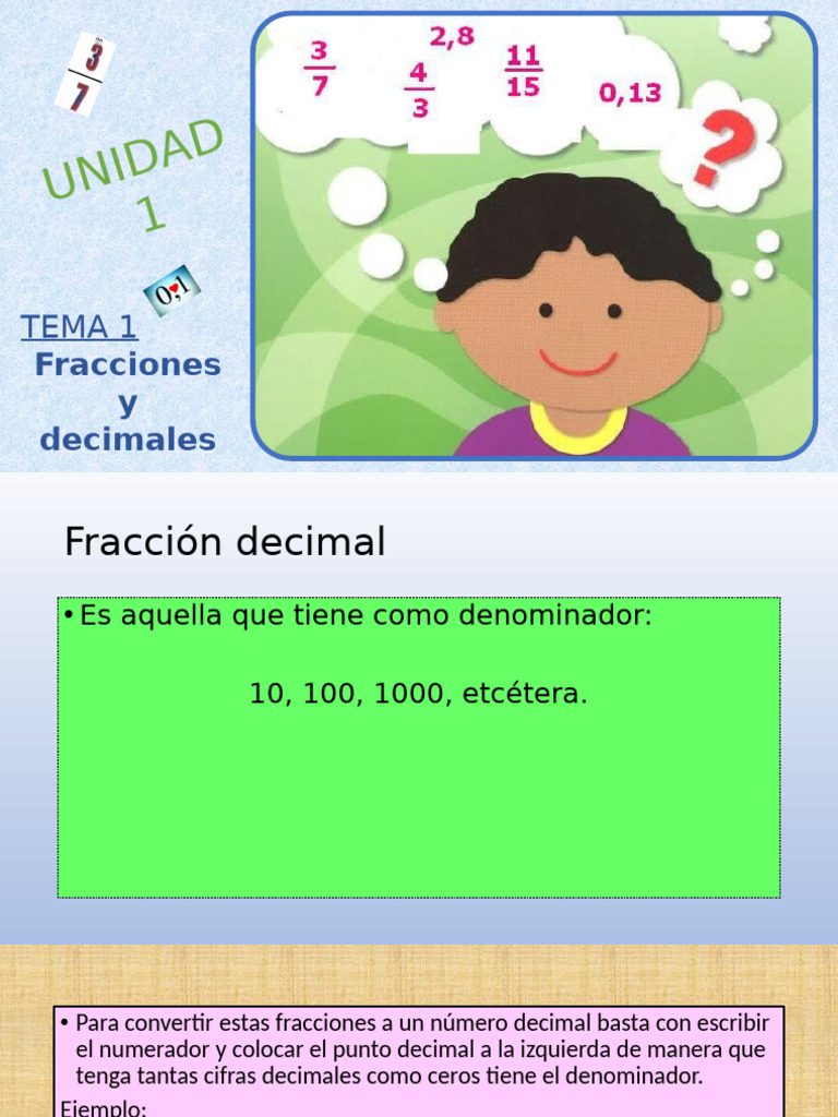 1° Tema Fracciones y Decimales | PDF | Artes del lenguaje y disciplina ...