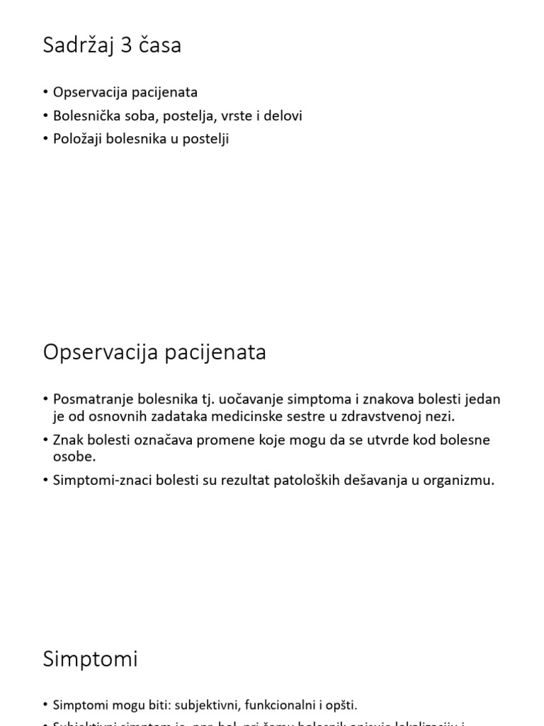3 Opservacija Bolesni-Ka Soba - Postelja - Polo-Aji Bolesnika | PDF