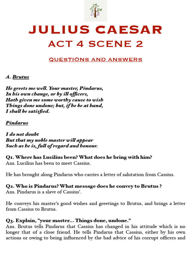 Julius Caesar Act 4 Scene 2 Q & A | PDF | Mark Antony | Augustus