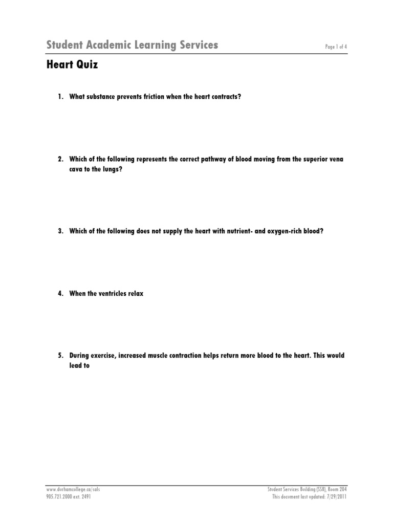 Heart Quiz Revamp | PDF | Heart | Heart Valve