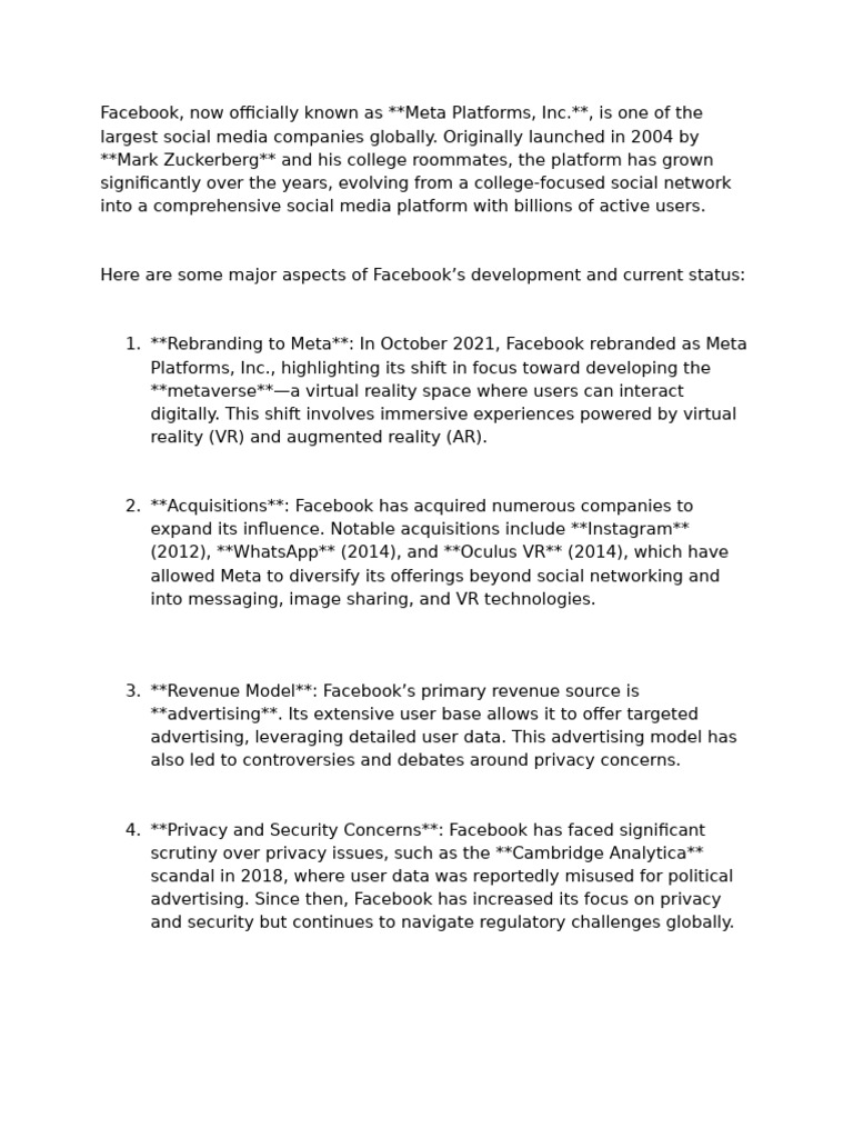 Document | PDF | Facebook | Virtual Reality