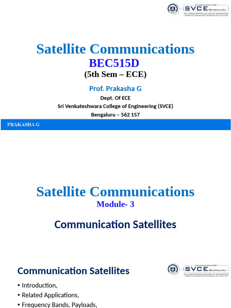 BEC515D - SatComm - Module-3 | PDF | Satellite Television | Communications Satellite