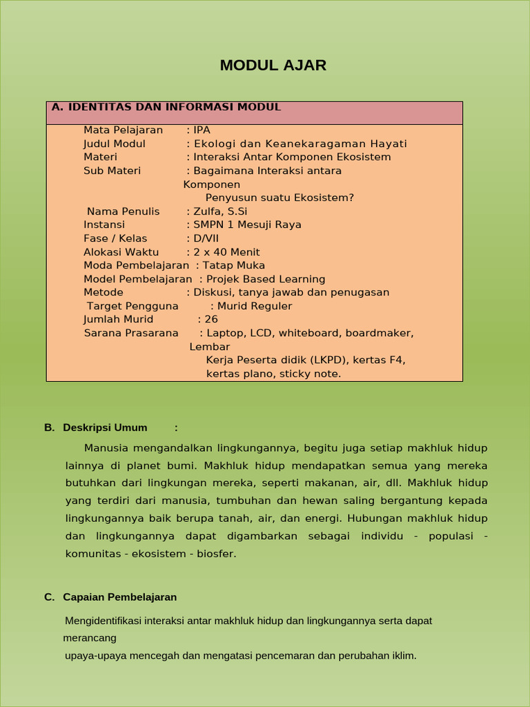Modul Ajar - Zulfa | PDF