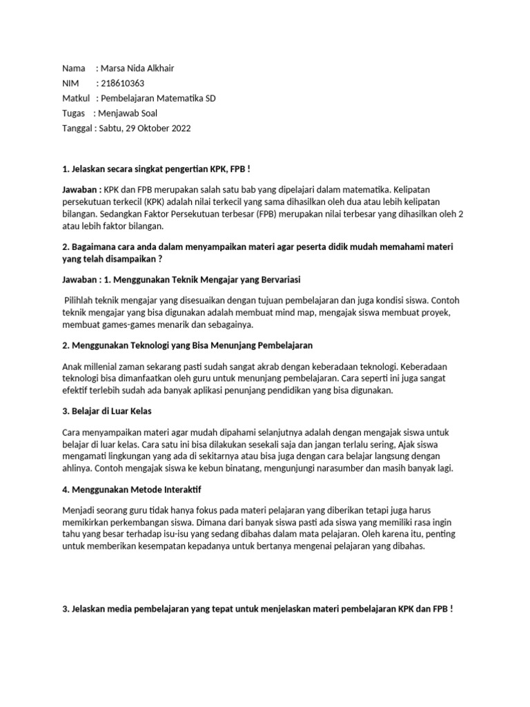 Bagi Pembelajaran-Mtk-Sd | PDF