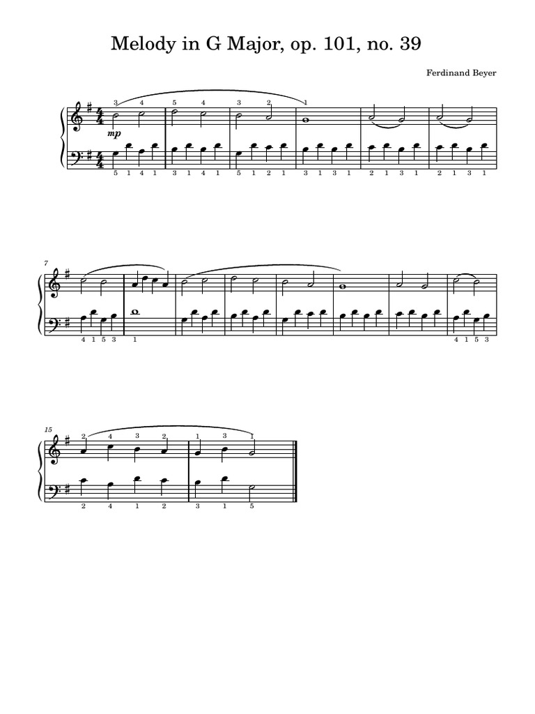 Beyer's Melody in G Major, Op. 101 | PDF