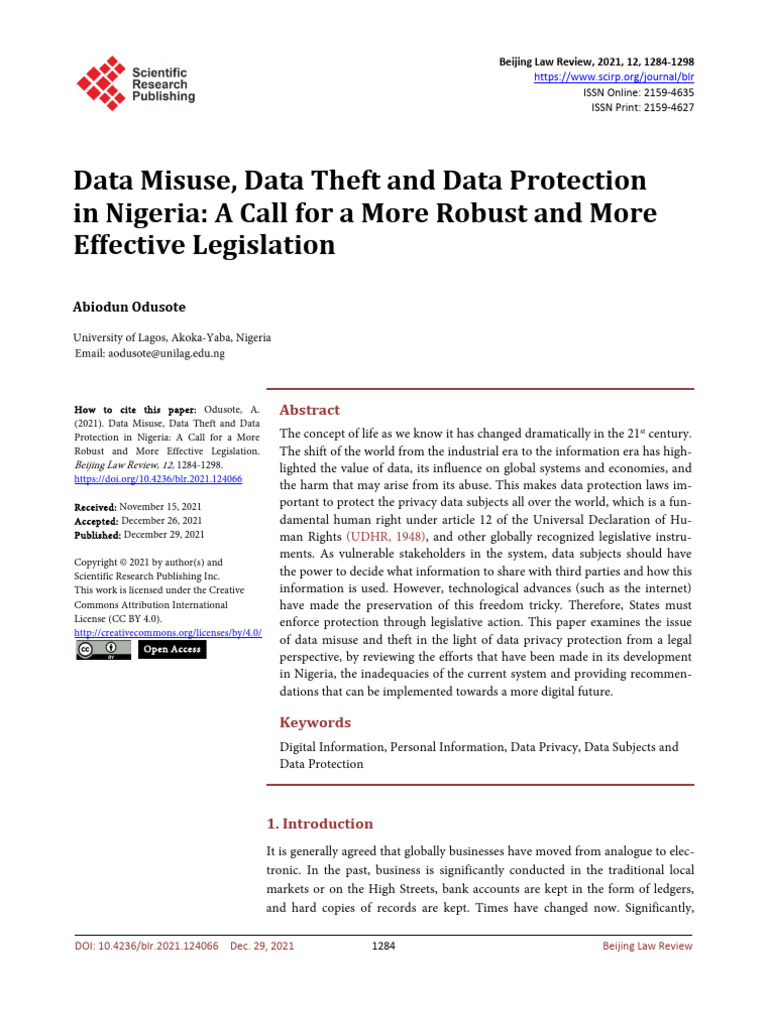 Data Misuse Data Theft and Data Protection in Nigeria | PDF | Privacy ...