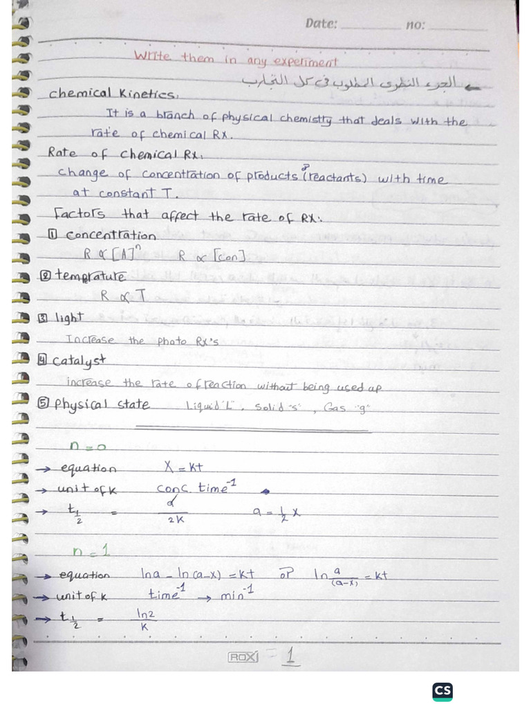 Kinetic Chemistry Experiments' Notebook. | PDF
