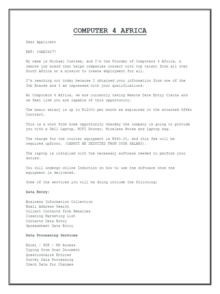 Information - Computer 4 Africa | PDF | Computing