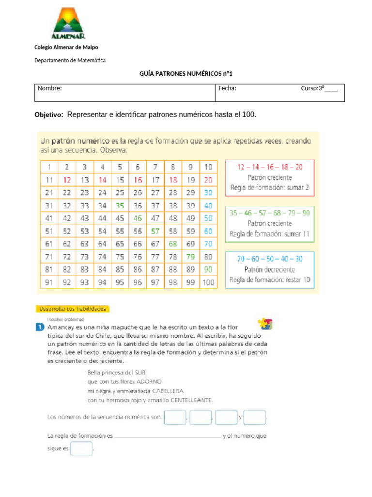 3° GUÍA N°2 - PATRONES NUMÉRICOS | PDF
