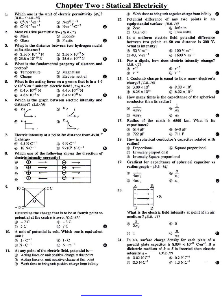 Ev HSC Physics 2nd Paper 2nd Chapter MCQ Question Answer | PDF