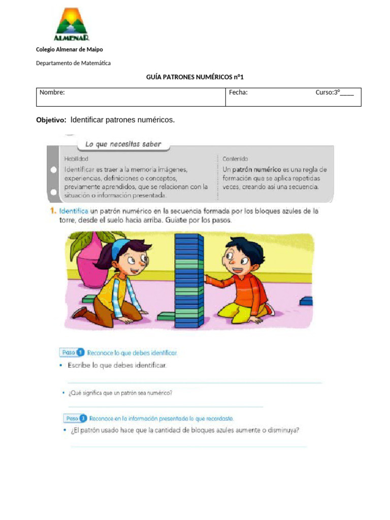3° Guía Patrones Numéricos | PDF