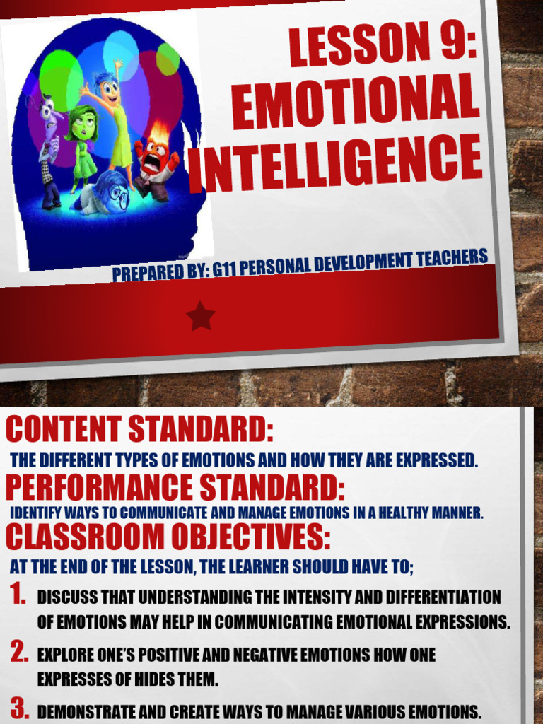 Lesson 9 - Emotional Intelligence | PDF | Emotions | Intelligence