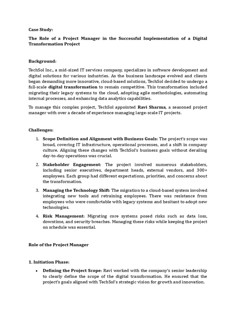 Case Study _ Role of a PM | PDF | Cloud Computing | Agile Software Development