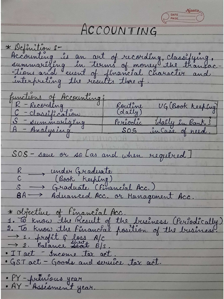 Financial Accounting Notes. | PDF