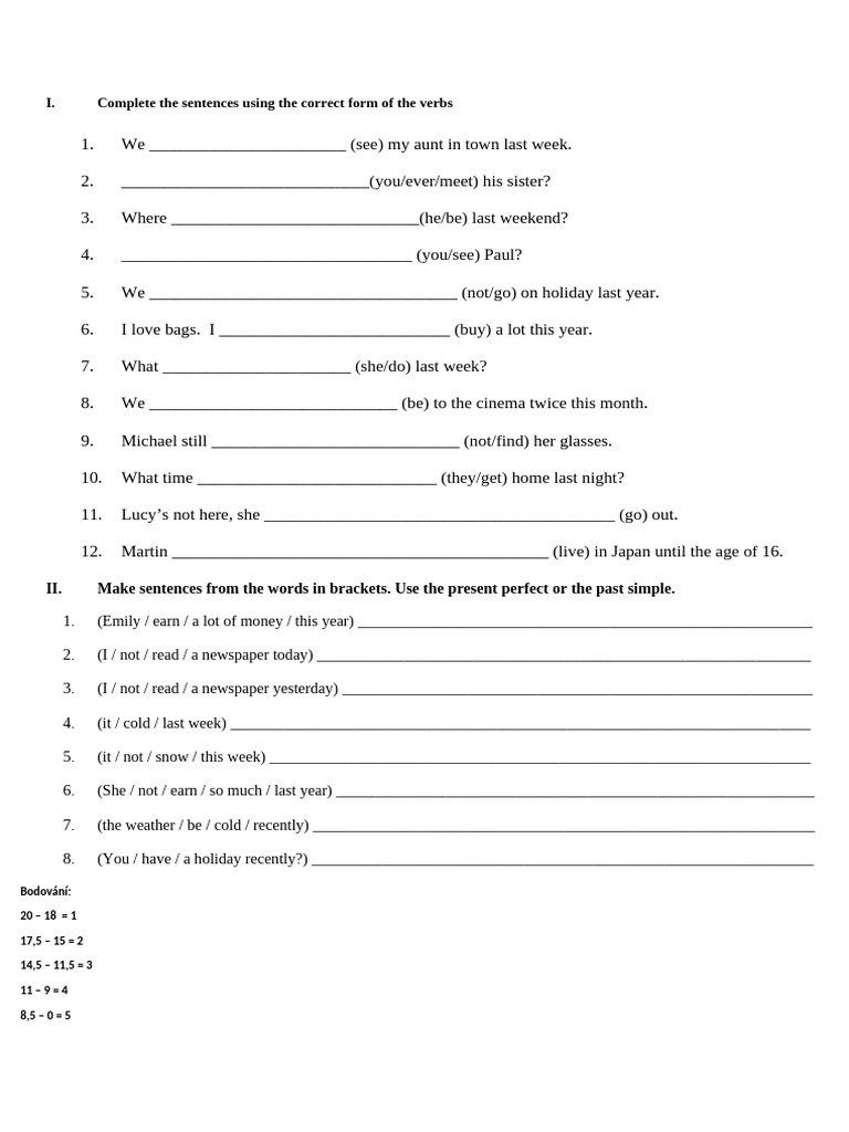 PAST SIMPLEXPRESENT PERFECT GY2.A TEST | PDF