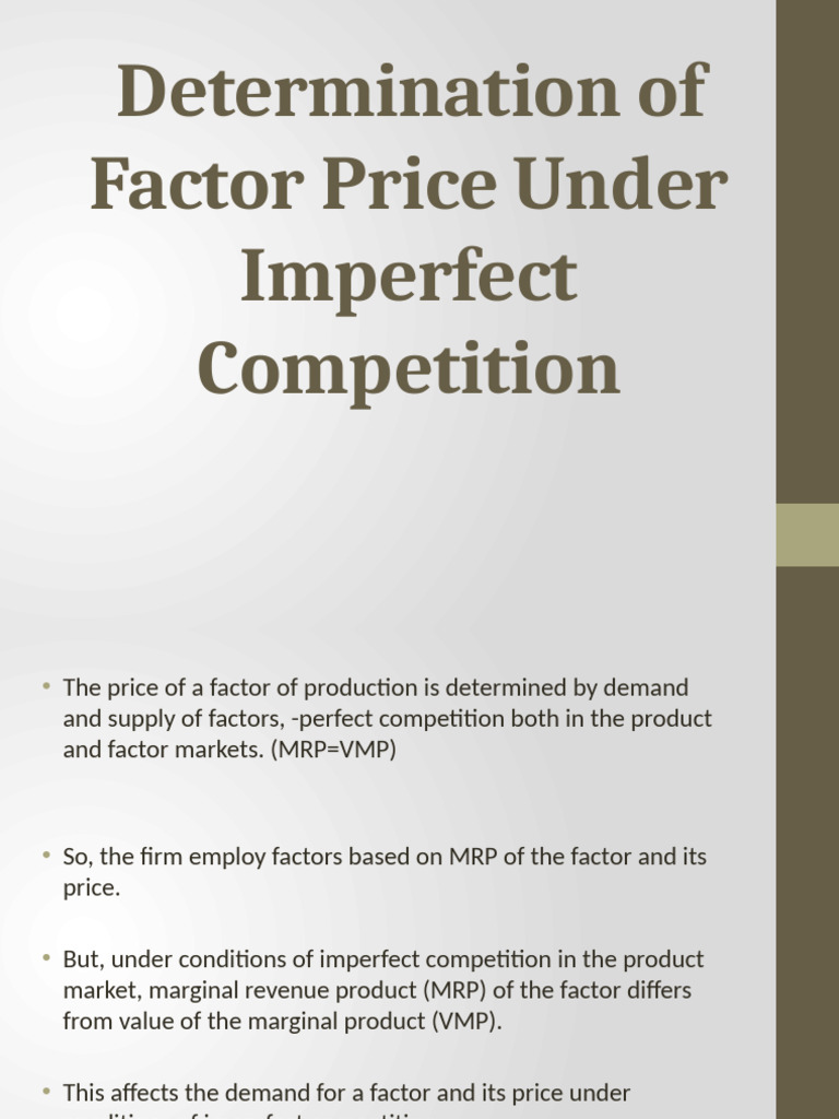 Determination of Factor Price Under Imperfect Competition | PDF ...