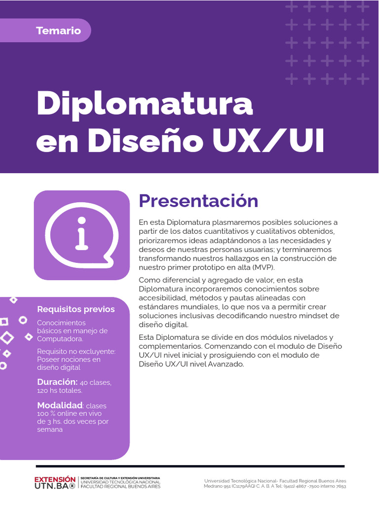 Temario Diplomatura Diseño UX UI | PDF | Diseño | Experiencia de usuario