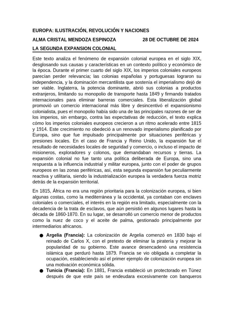 La Segunda Expansion Colonial | PDF | Colonialismo | Indochina Francesa