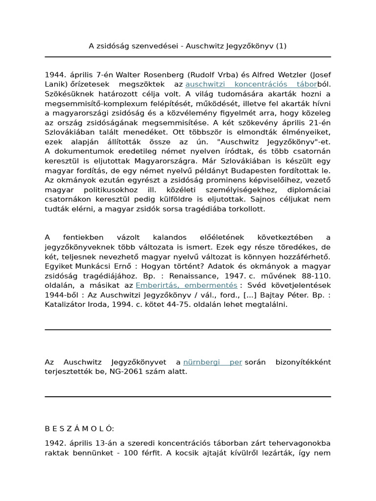 A Zsidóság Szenvedései | PDF