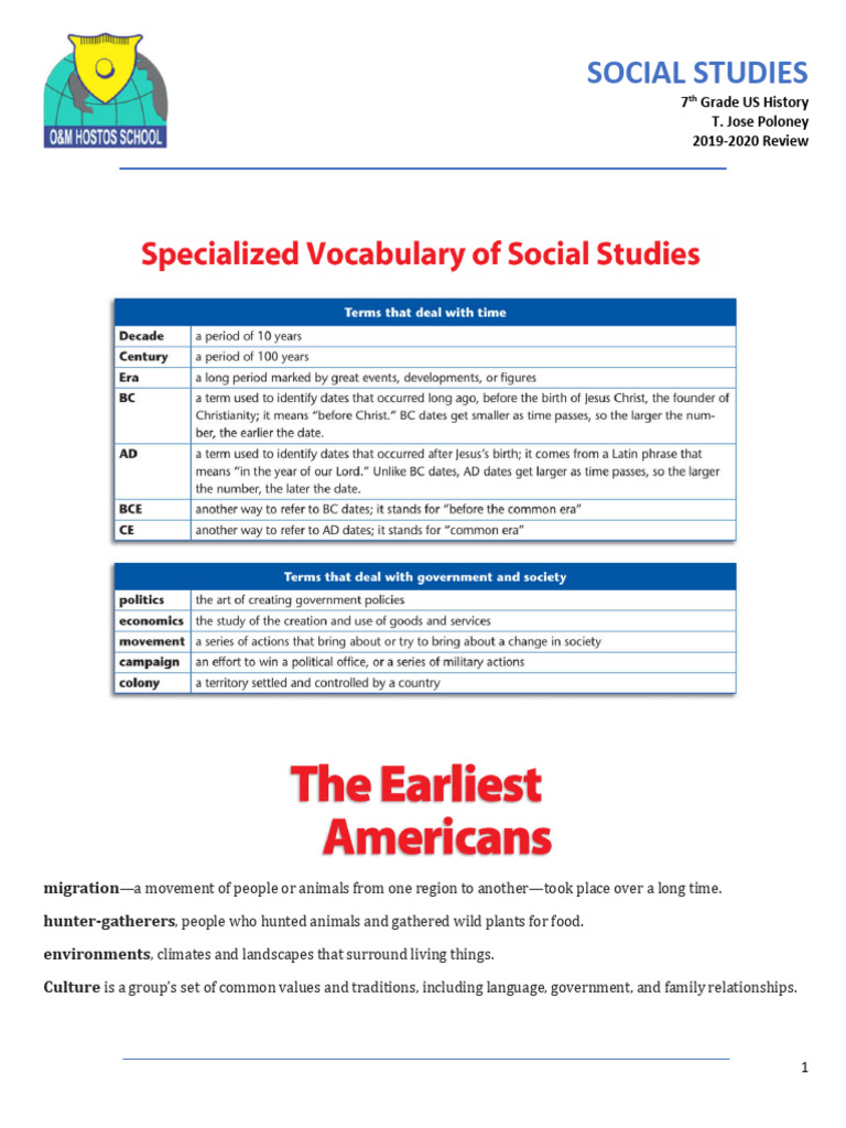 7th Grade US History Review Guide | PDF | The United States | Spanish ...