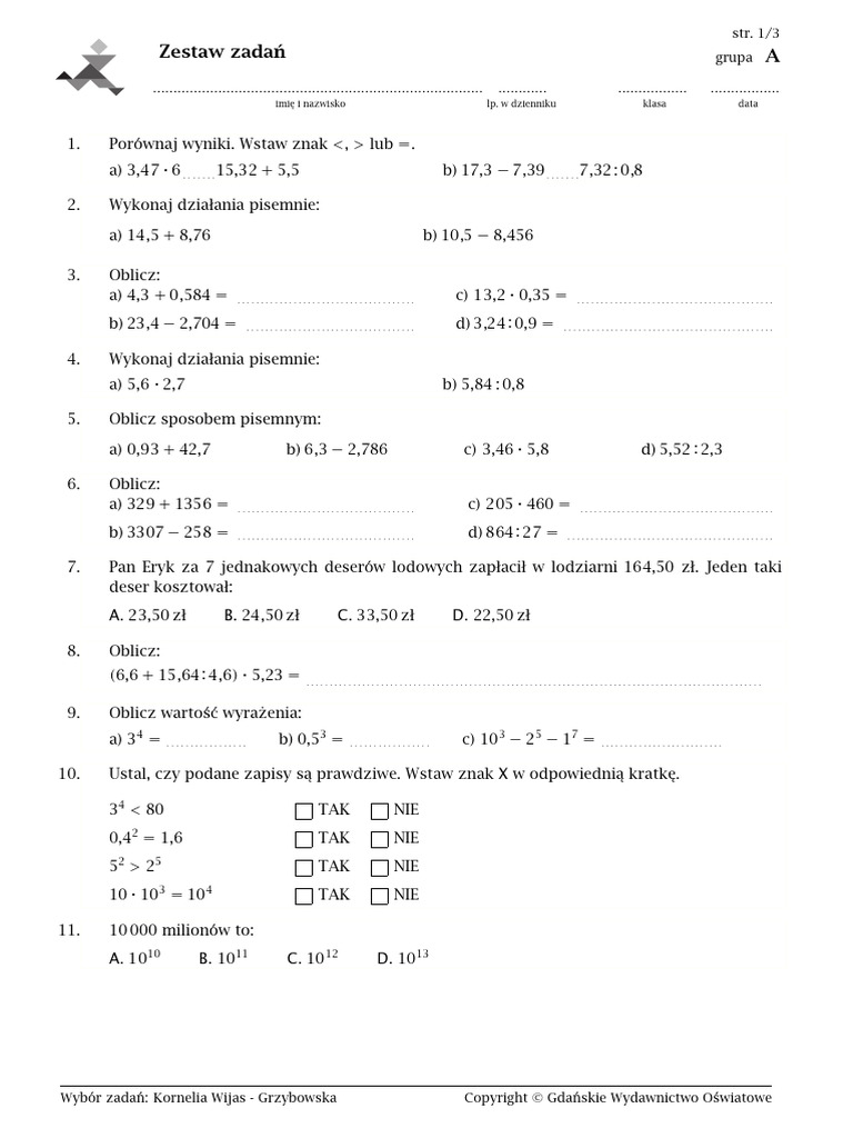 Działania Na Liczbach | PDF