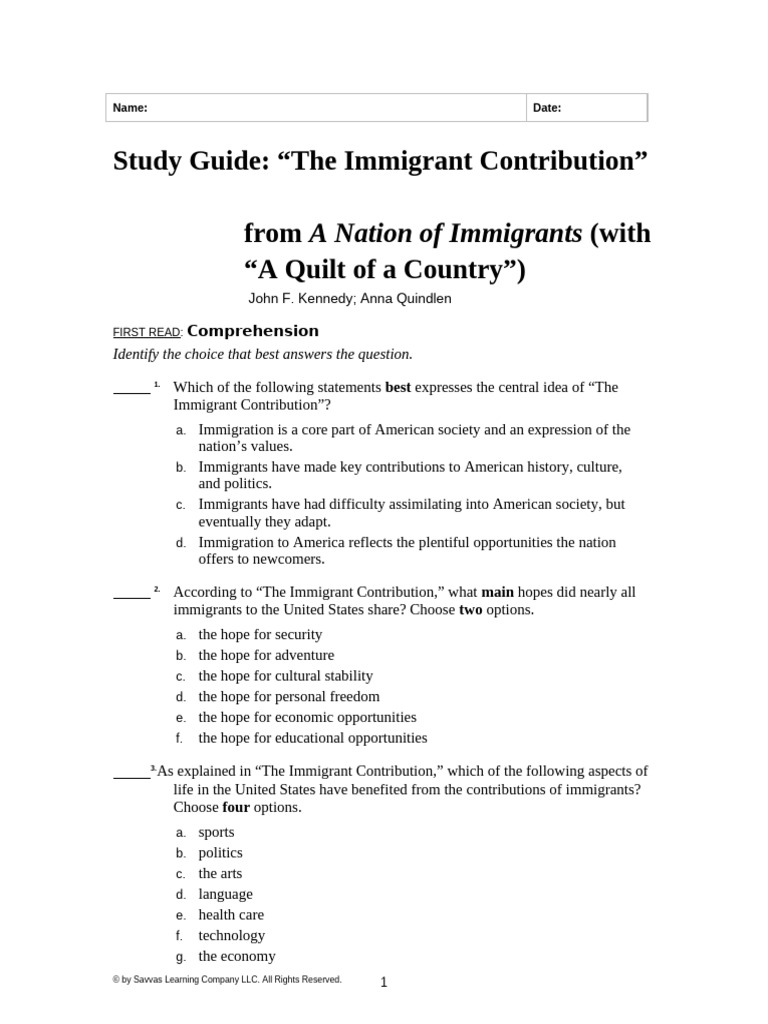 Immigrant Contributions to America | PDF | Immigration | The United States