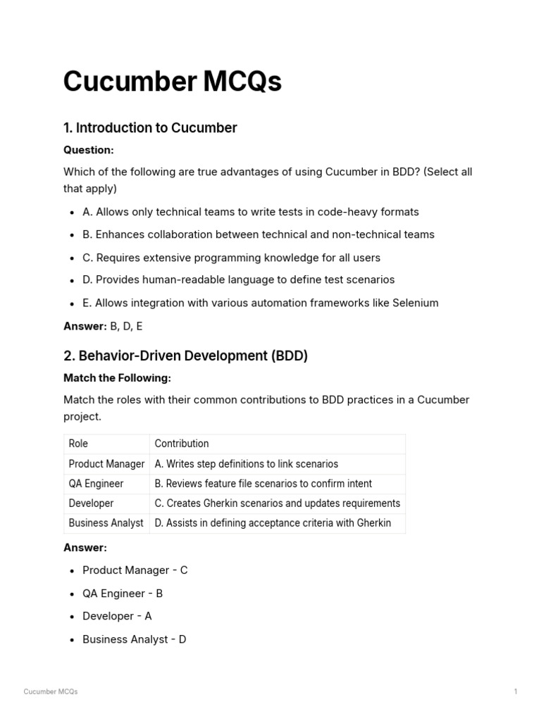 Cucumber Mcqs Pdf Software Engineering Computer Programming