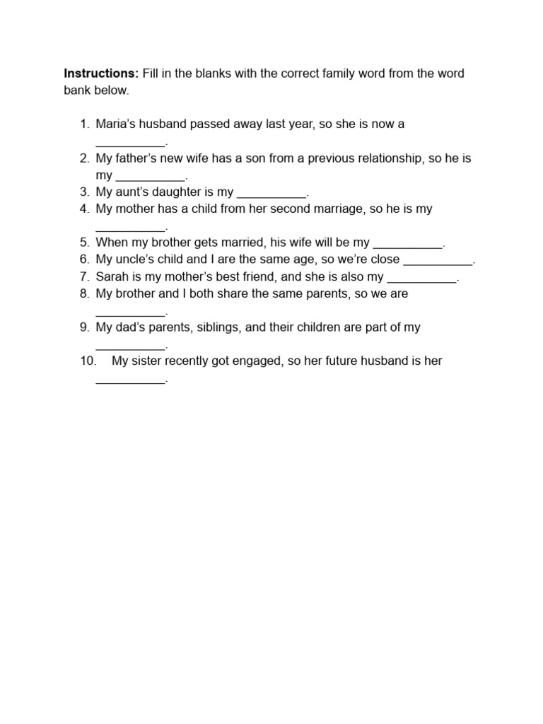 FCE - Vocab (Family) | PDF