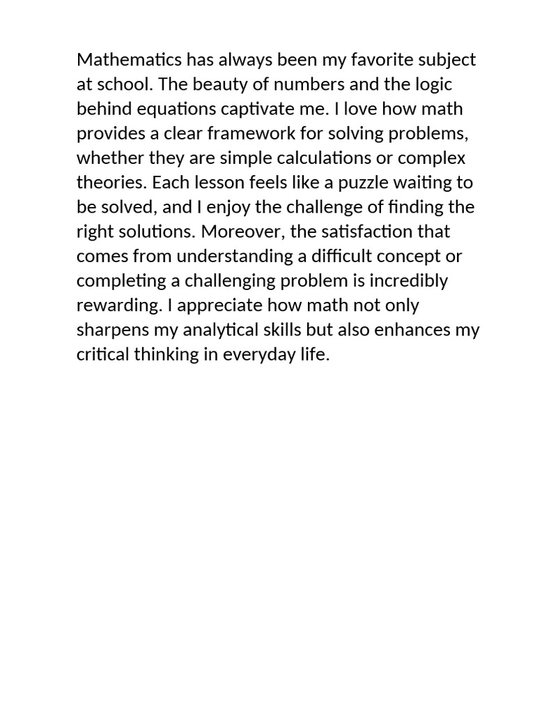 Mathematics Has Always Been My Favorite Subject at School | PDF ...