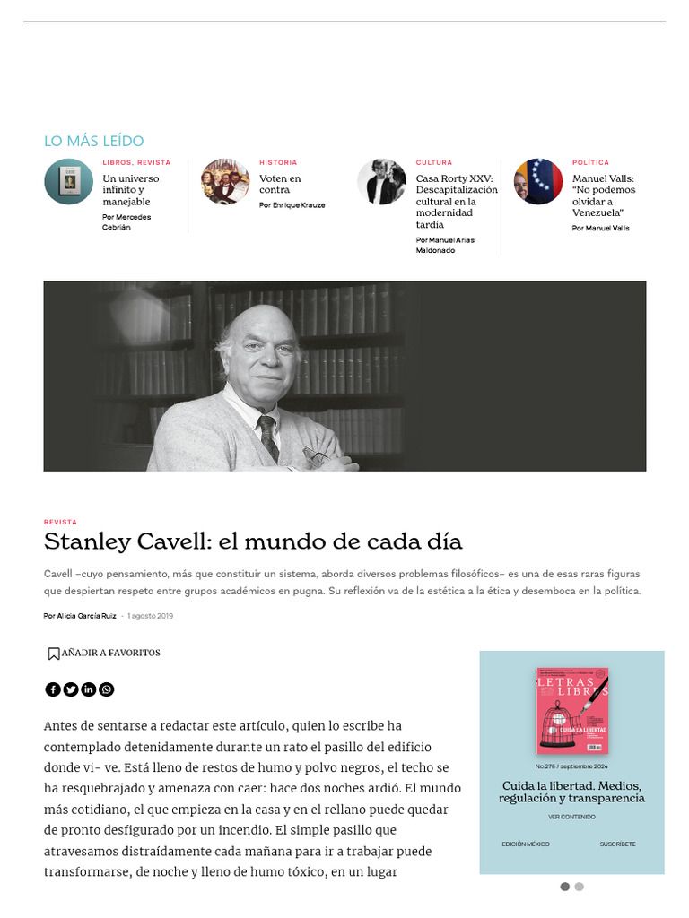 Stanley Cavell: Filosofía y Responsabilidad | PDF | Experiencia ...