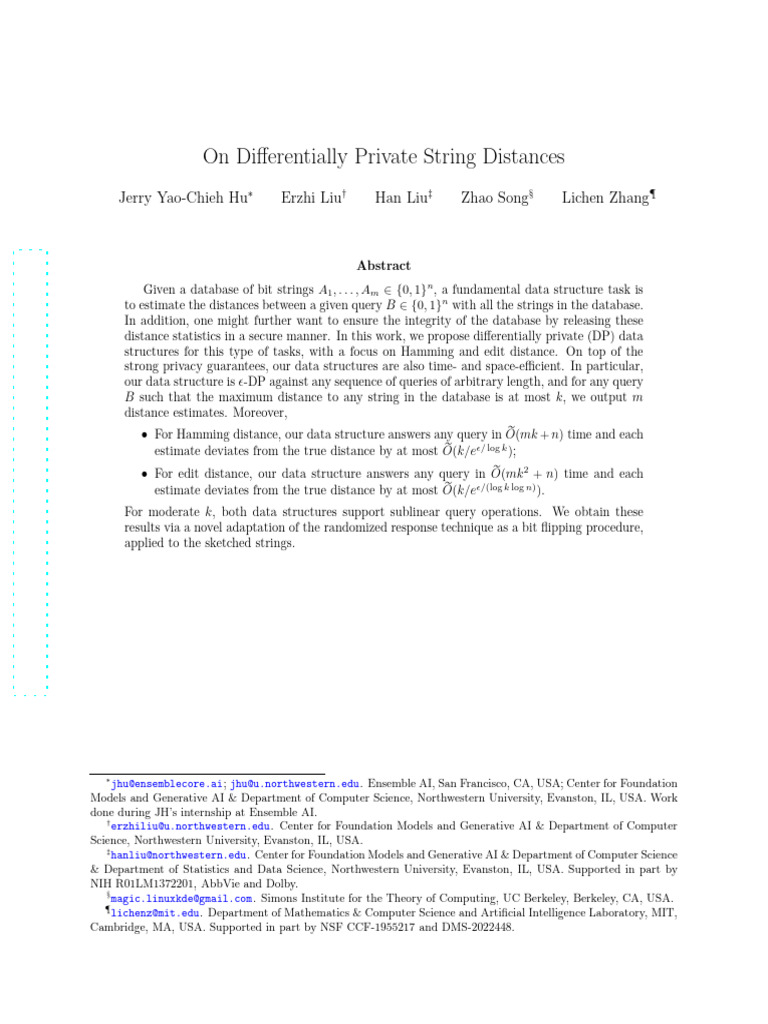 On Differentially Private String Distances | PDF | Computing | Applied Mathematics