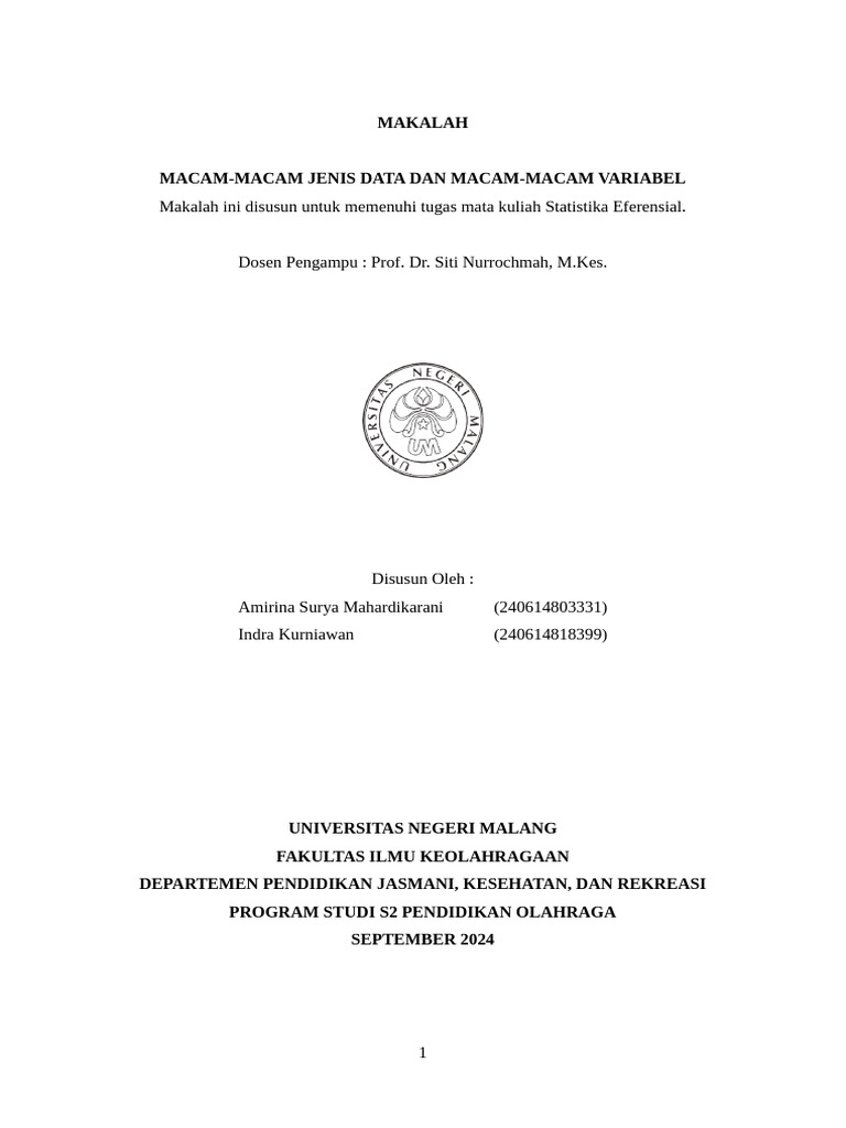 Makalah Jenis Data Dan Variabel | PDF | Karier & Perkembangan