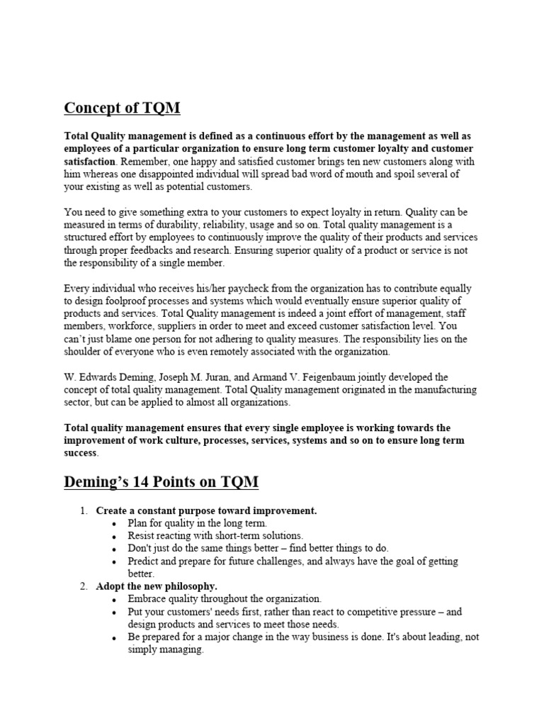 TQM | PDF | Production And Manufacturing | Business Process