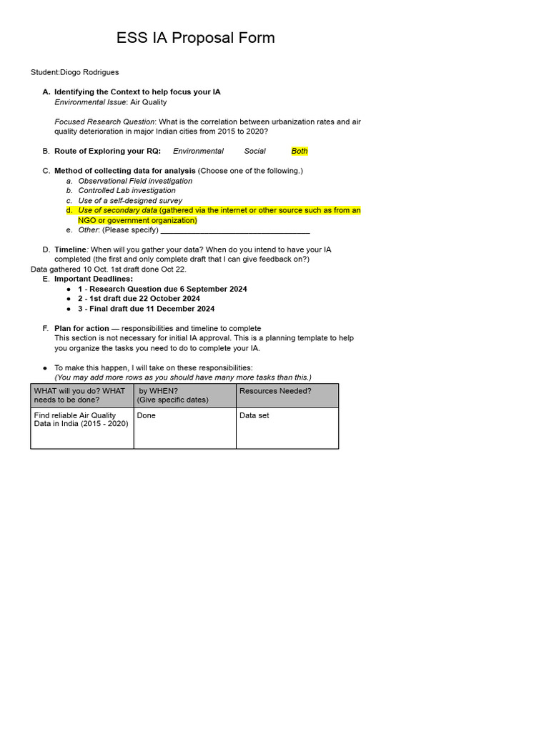 (Diogo Rodrigues) ESS IA Proposal Form | PDF