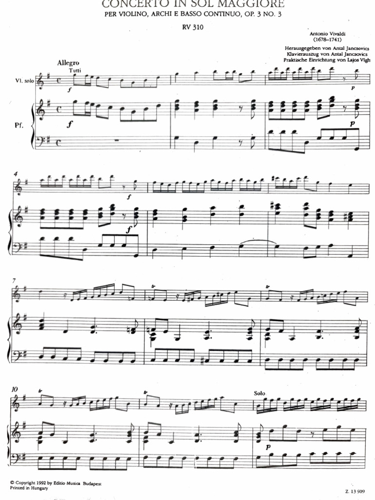 Vivaldi Sol Mayor | PDF