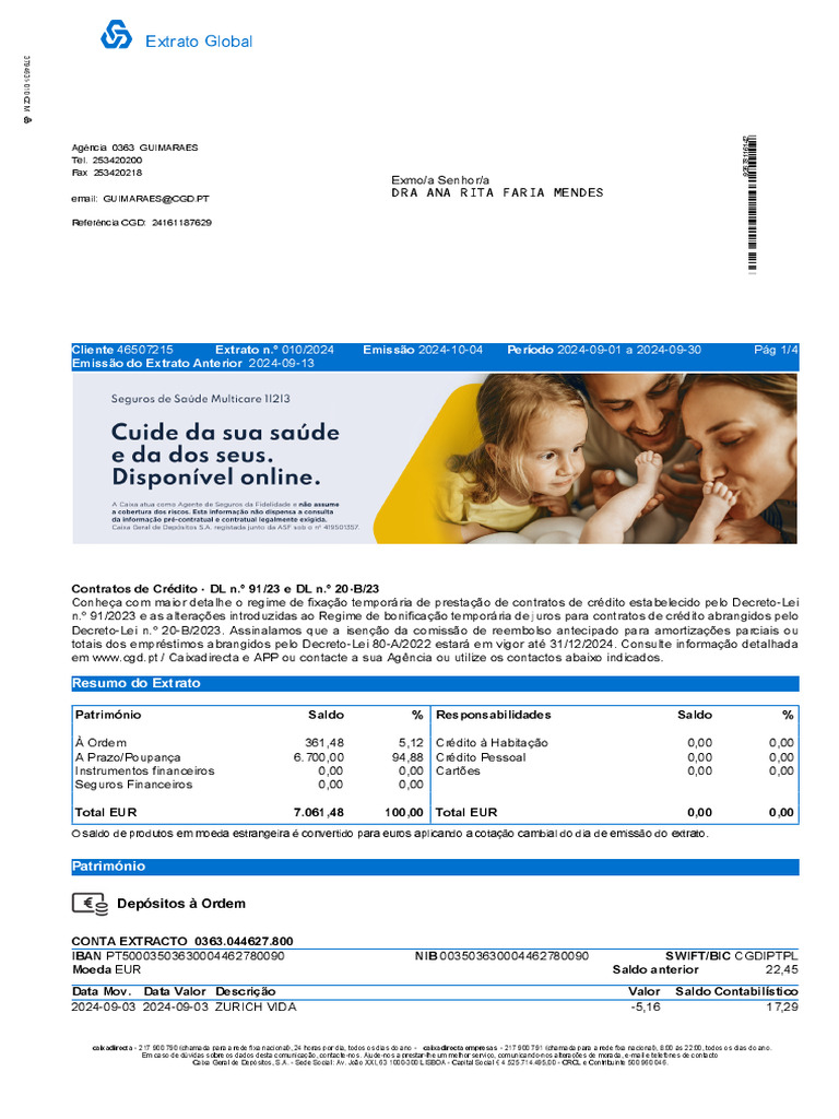 Extrato Global | PDF | Crédito | Finanças e Administração de Capital