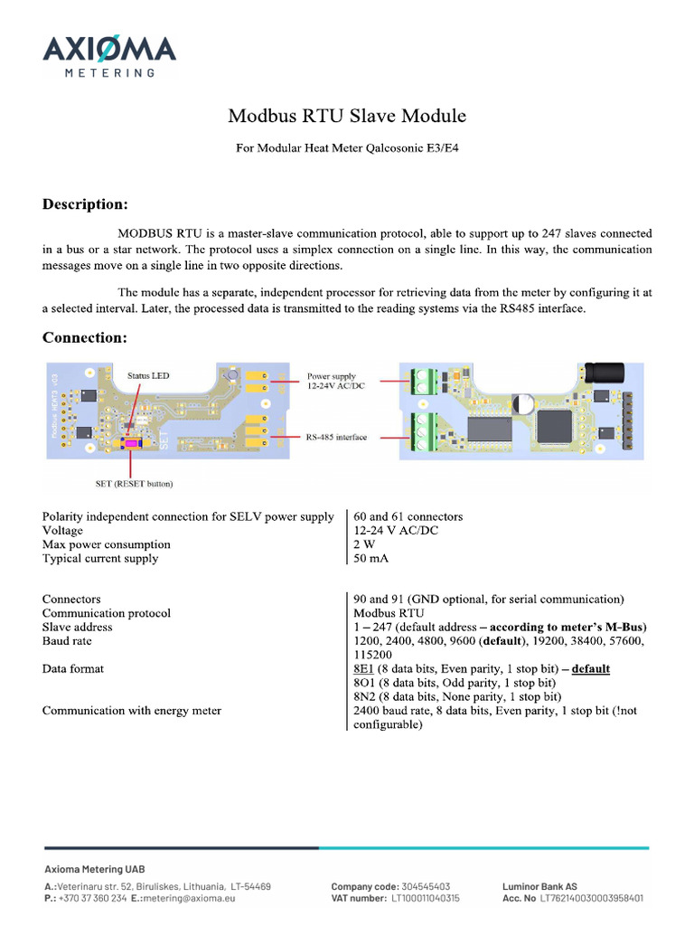 QALCOSONIC E3 e E4, Modbus RTU | PDF