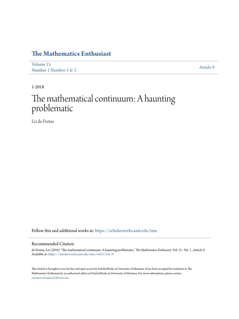 The Haunting Nature of the Mathematical Continuum | PDF | Charles ...