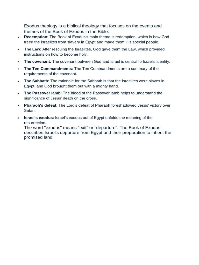 Exodus Theology: Themes & Insights | PDF | Religion & Spirituality