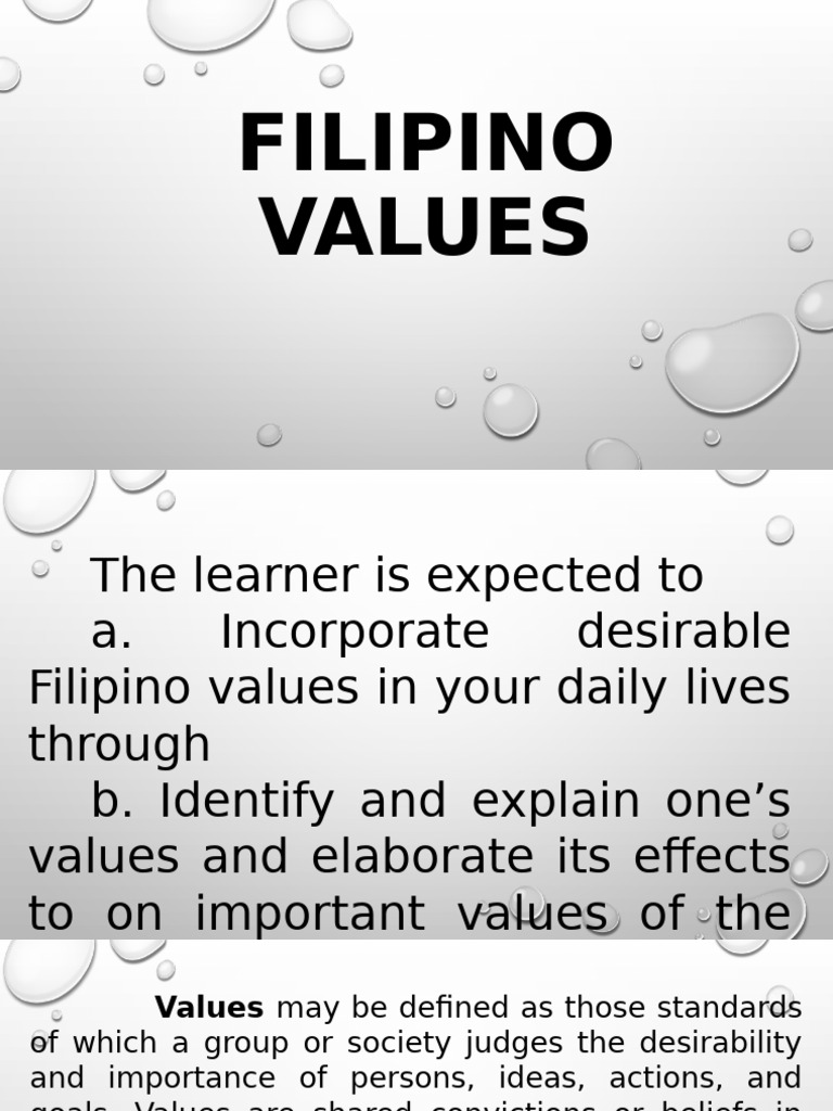 DISS Q2 W6 Filipino Values | PDF | Philippines | Psychology DISS Q2 W6 Filipino Values | PDF | Philippines | Psychology