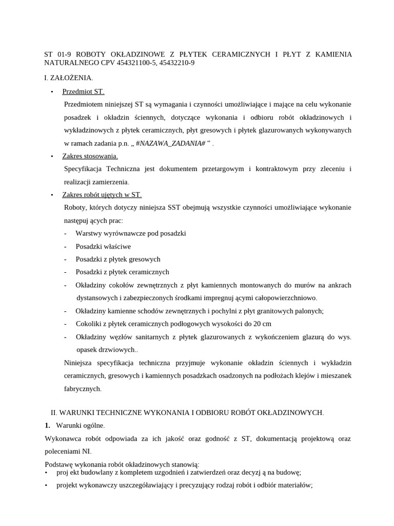ST 01-9 Roboty Okładzinowe | PDF