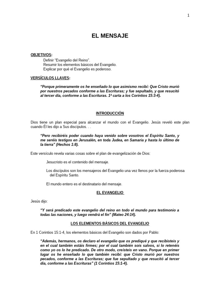 Evangelismo El Mensaje | PDF | Jesús | Evangelios