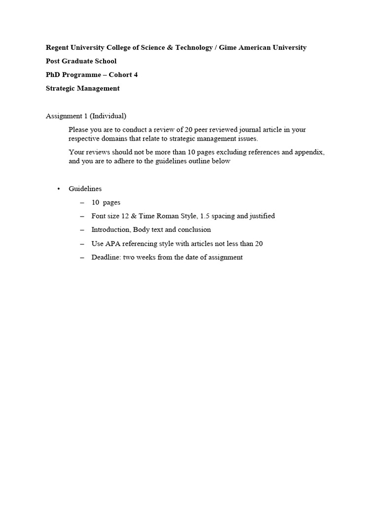 Strategic MGT Assignment No. 1 | PDF | Career & Growth | Business