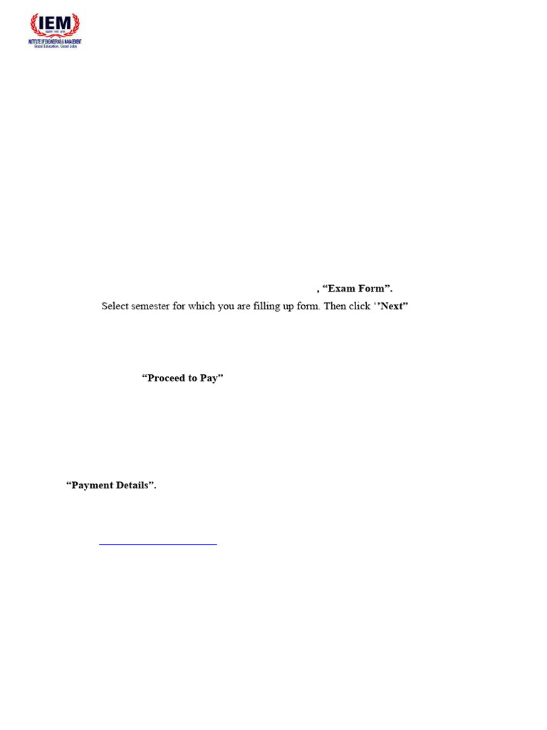 IEM End Semester Exam Form Notice | PDF | Payments | Credit Card