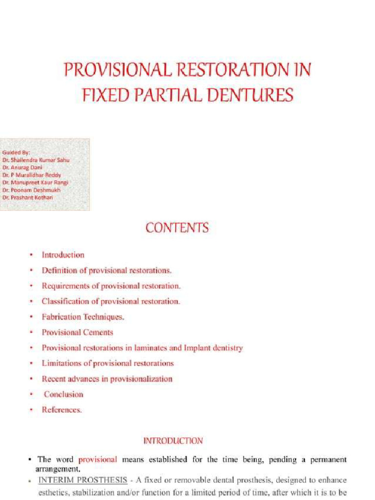 Provisionalization in FPD | PDF