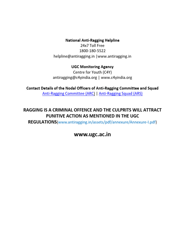 Antiragging Information | PDF | Academia