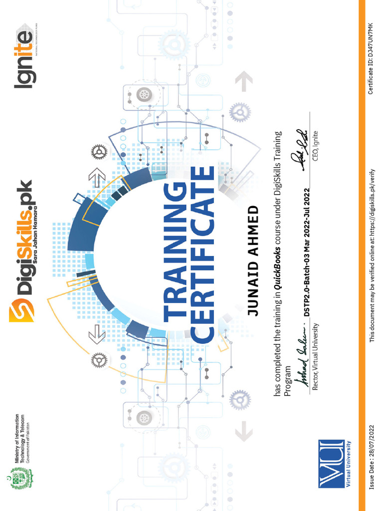 QuickBooks Certificate from DigiSkills | PDF