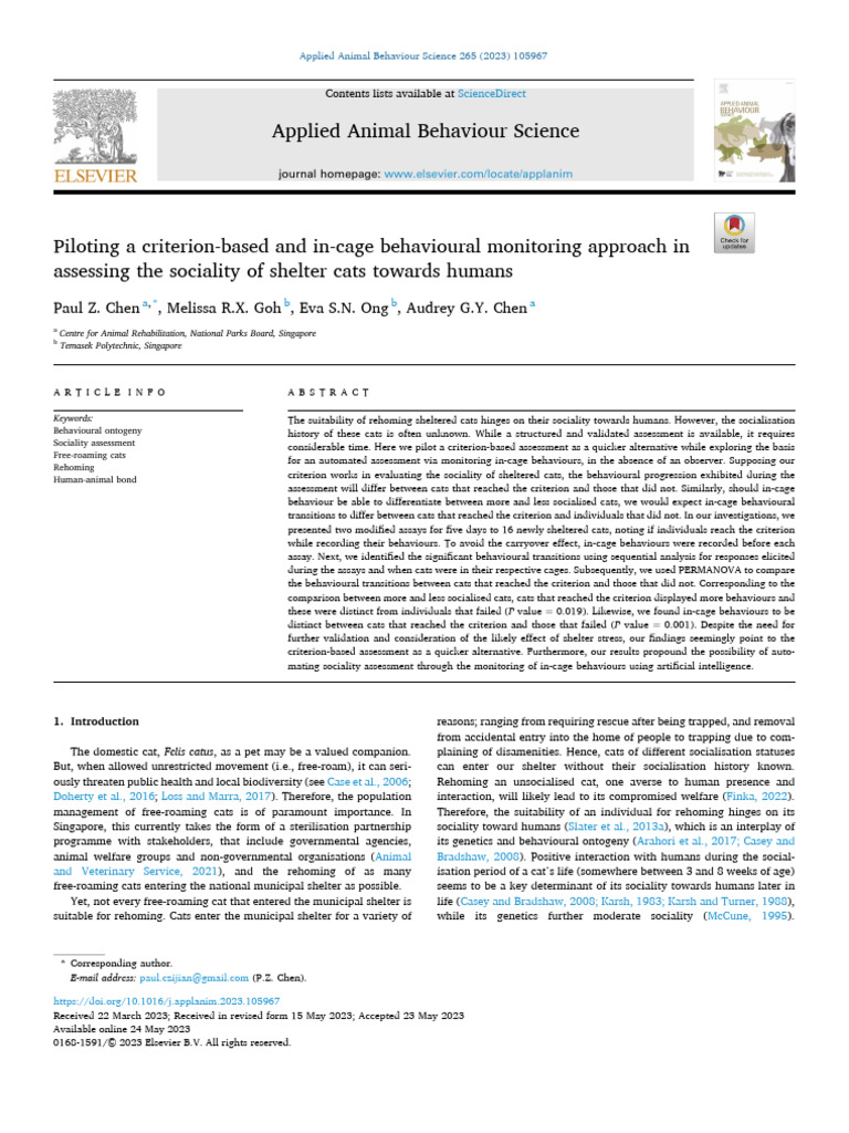 Piloting A Criterion-Based and In-Cage Behavioural Monitoring Approach ...